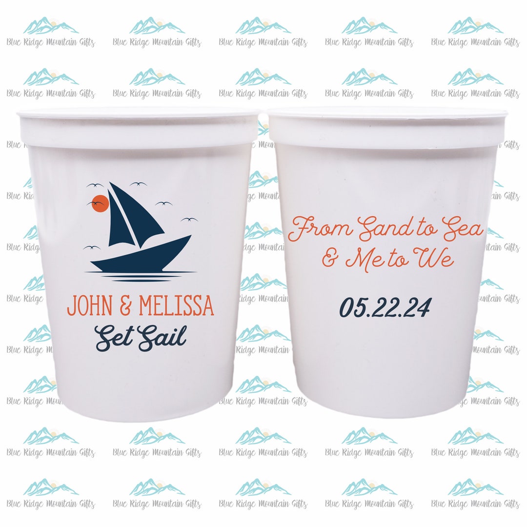 Set Sail Wedding Stadium Cups, Customized Plastic Cup, Compass Stadium ...