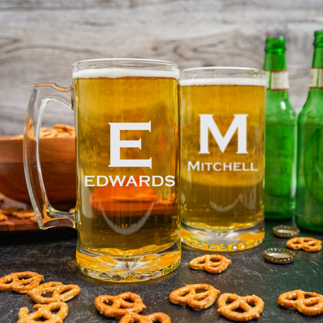 25oz Last Name Beer Mug, Surname Glass, Custom-made Stein, Large Ale ...