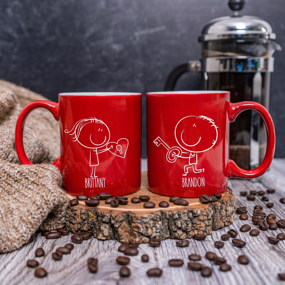 Personalized Coffee Mug Set, Key to My Heart, Personalized Gift for ...