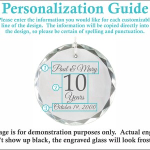 10th Anniversary - Personalized Crystal Holiday Ornament - Christmas ...