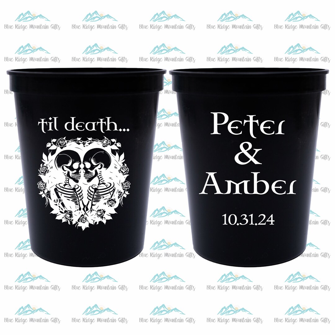 Gothic Skull Wedding Cups, Personalized Wedding Favors, Plastic Cups ...