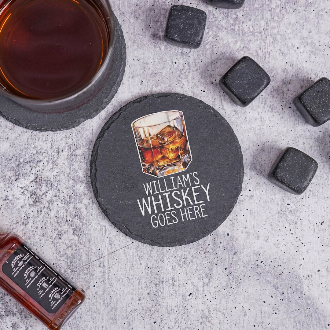 Whiskey Coaster, Personalized Bar Gift, Custom Drink Coaster, Bourbon ...