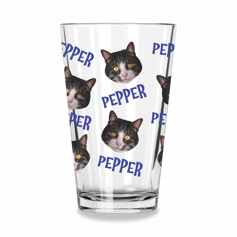 Custom Printed Pint Glass With Your Cat or Dog's Photo and Name ...