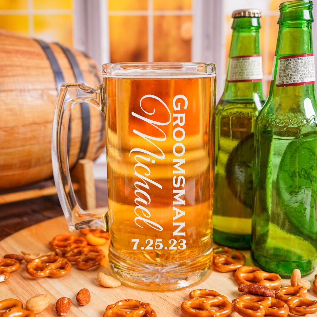 25oz Beer Mug, Best Man Glass, Personalized Ale Glass, Large Stein ...