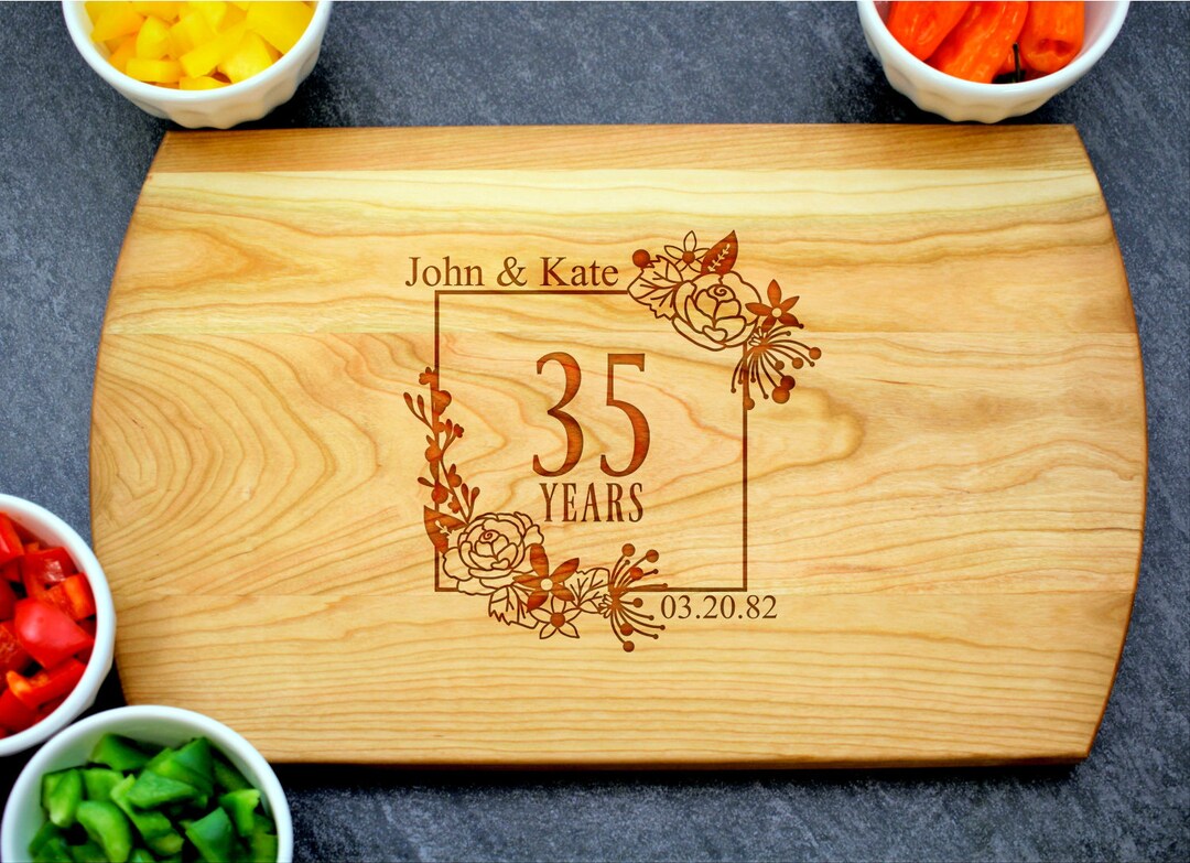 35th Anniversary Cutting Board, Anniversary Gift for Parents ...