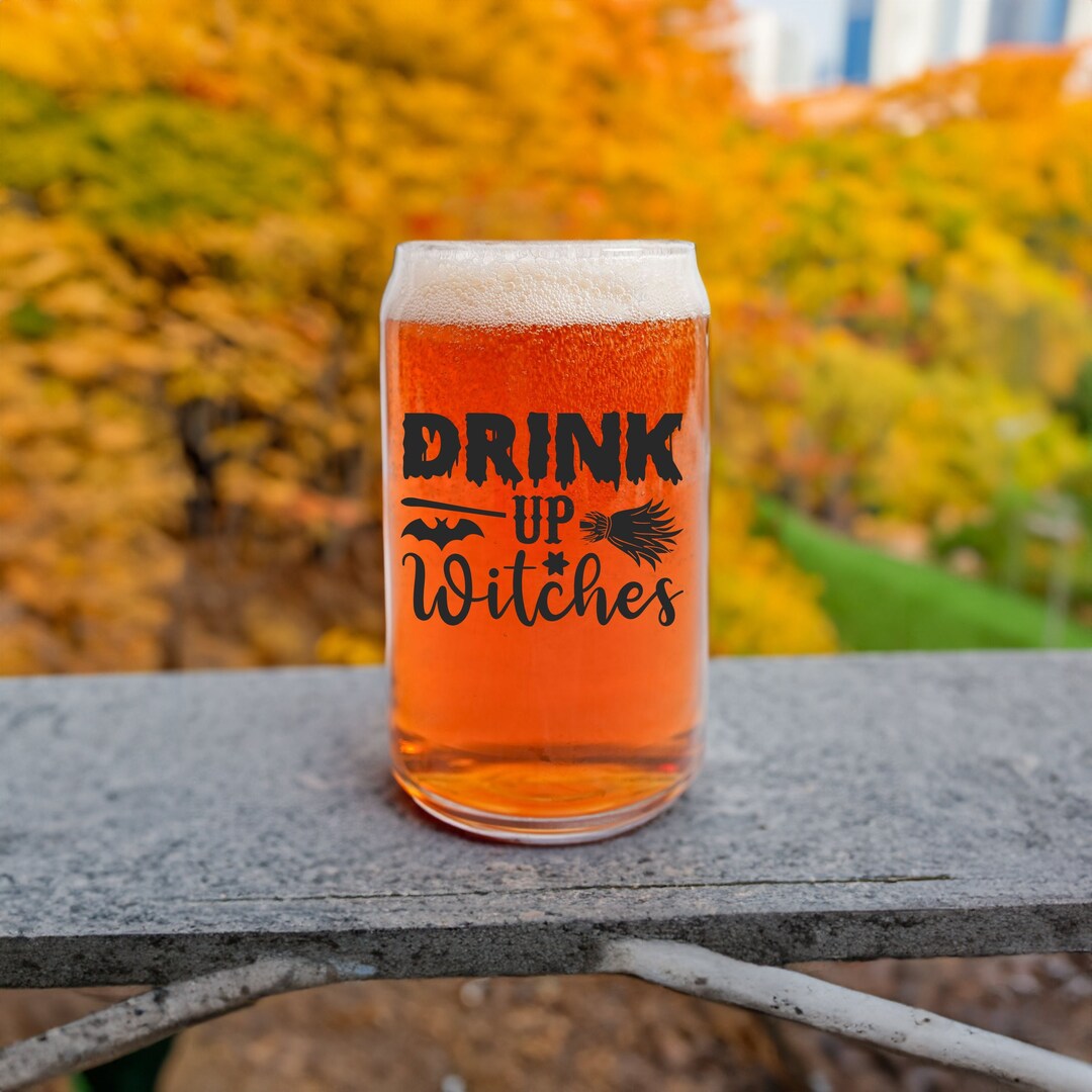 Halloween Beer Can, Spooky Decor, Unique Halloween Glassware, Fall ...