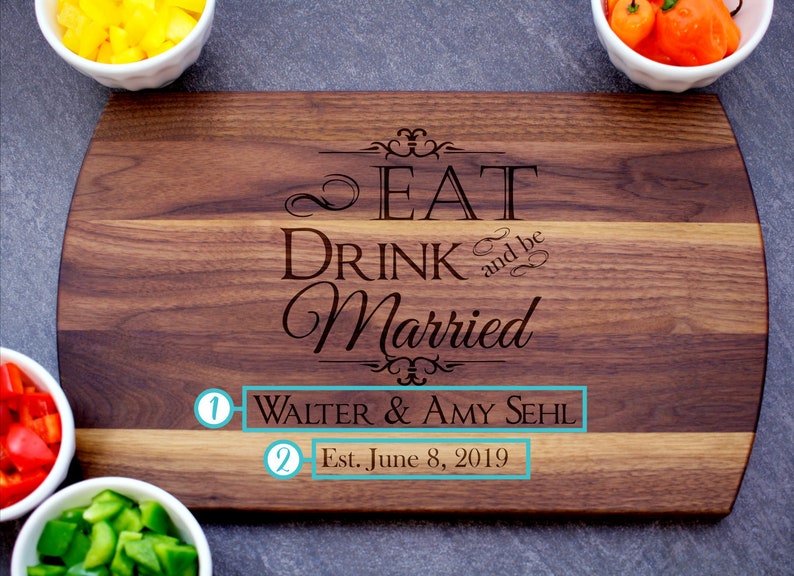 Personalized Cutting Board Eat Drink And Be Married Custom | Etsy