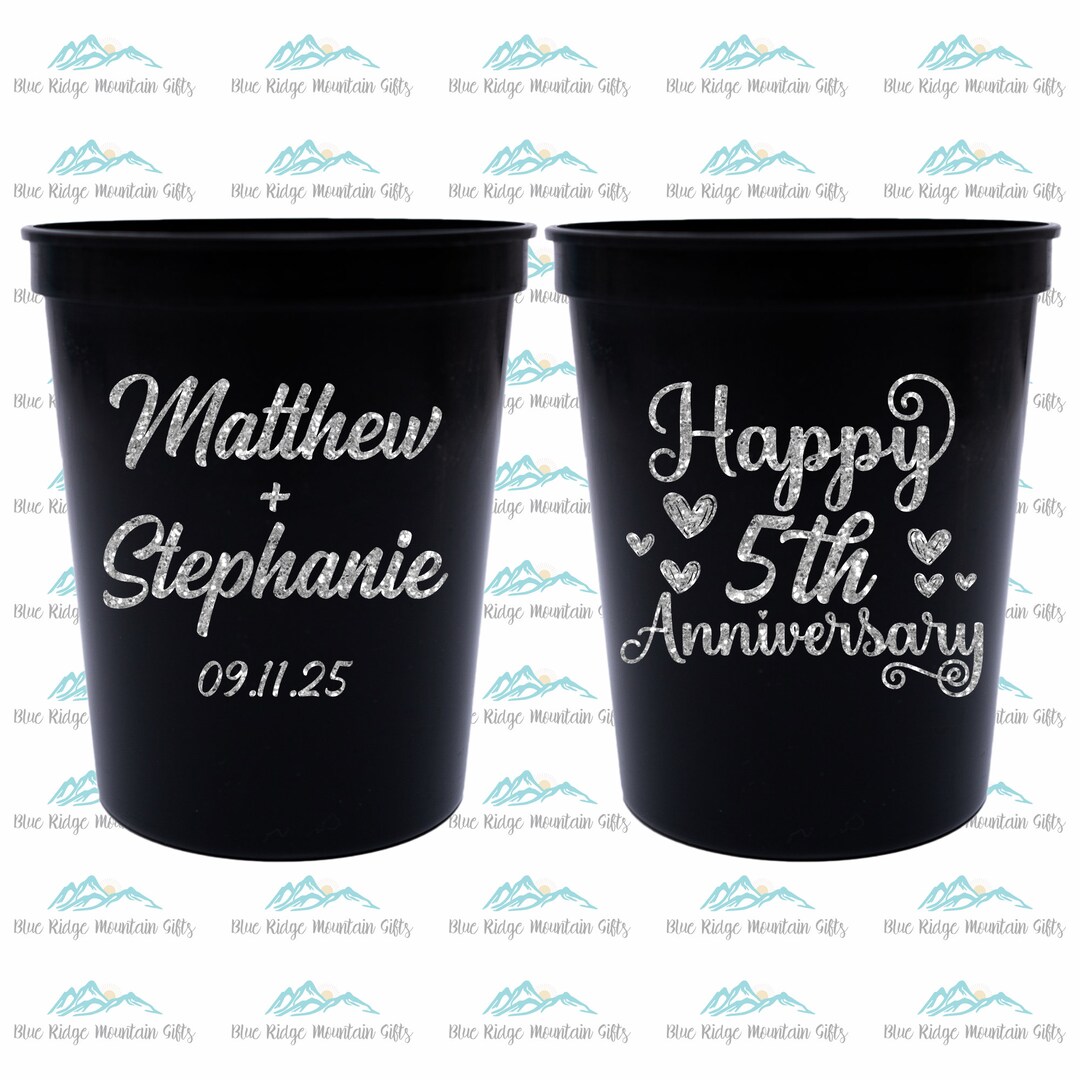 5th Wedding Anniversary Cups, 5 Year Wedding Anniversary, Party Favors ...