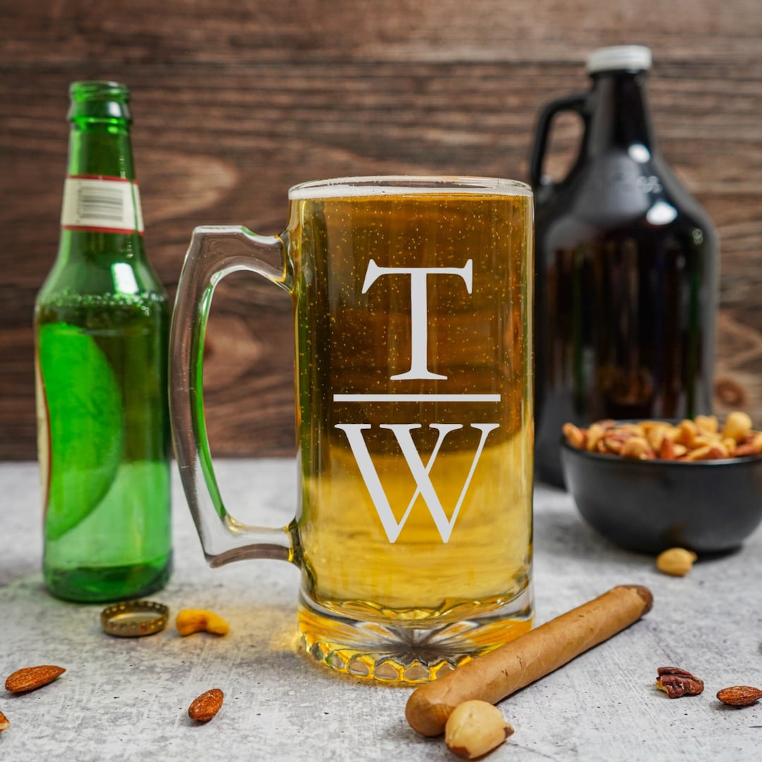 Oversized Beer Mug Set of 4, Monogrammed Beer Mug, Personalized ...