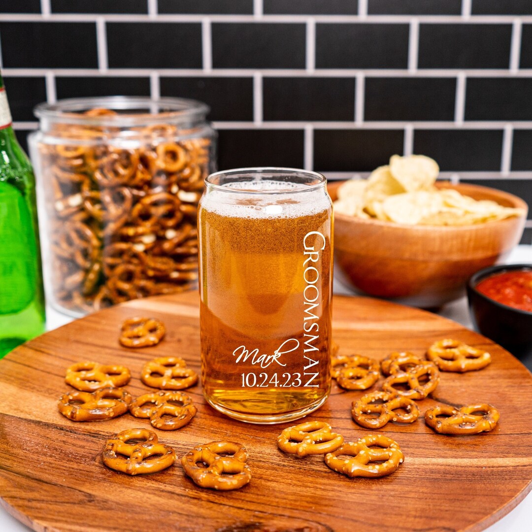 Groomsman Glasses Set of 6, Beer Can Glass, Groomsmen Glass, Wedding ...