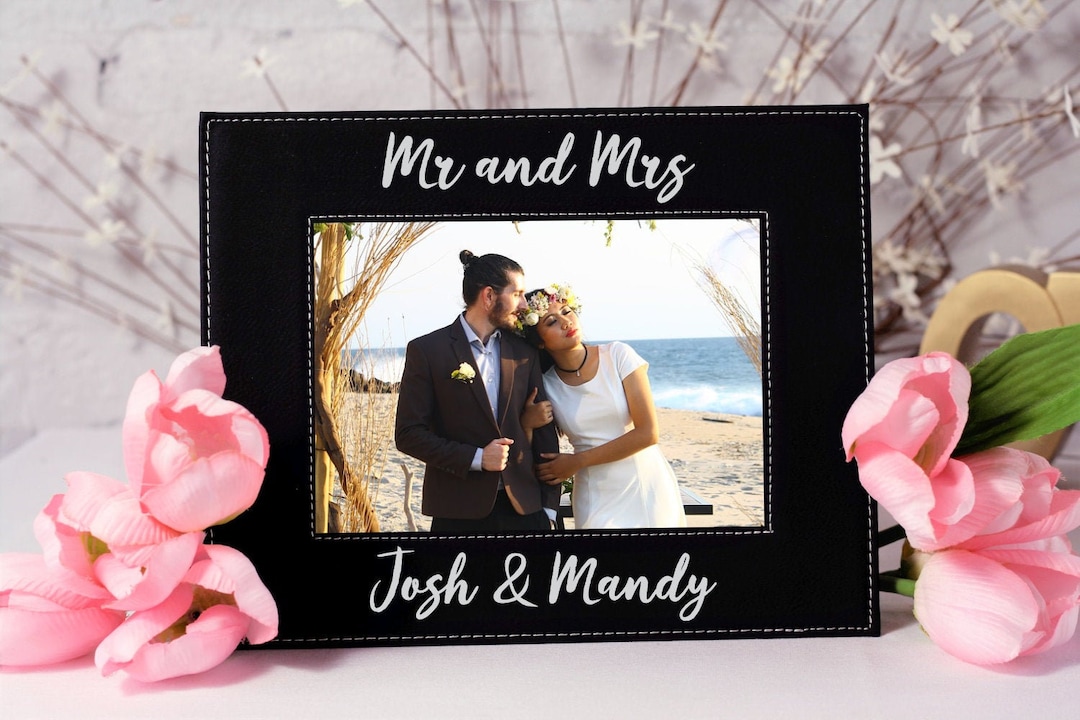 Just Married Picture Frame, Custom Photo Frame, Personalized Engraving ...
