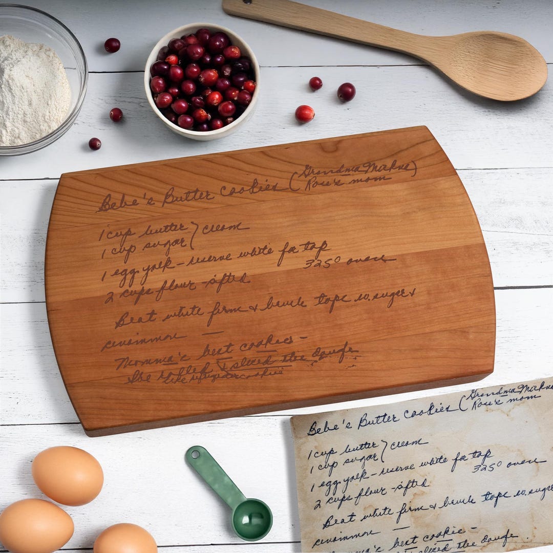 Handwritten Recipe Engraved on a Cutting Board, Personalized Gift for ...