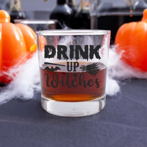 Spooky Whiskey Glass, Halloween Barware, Fall Glass Cup, Halloween ...