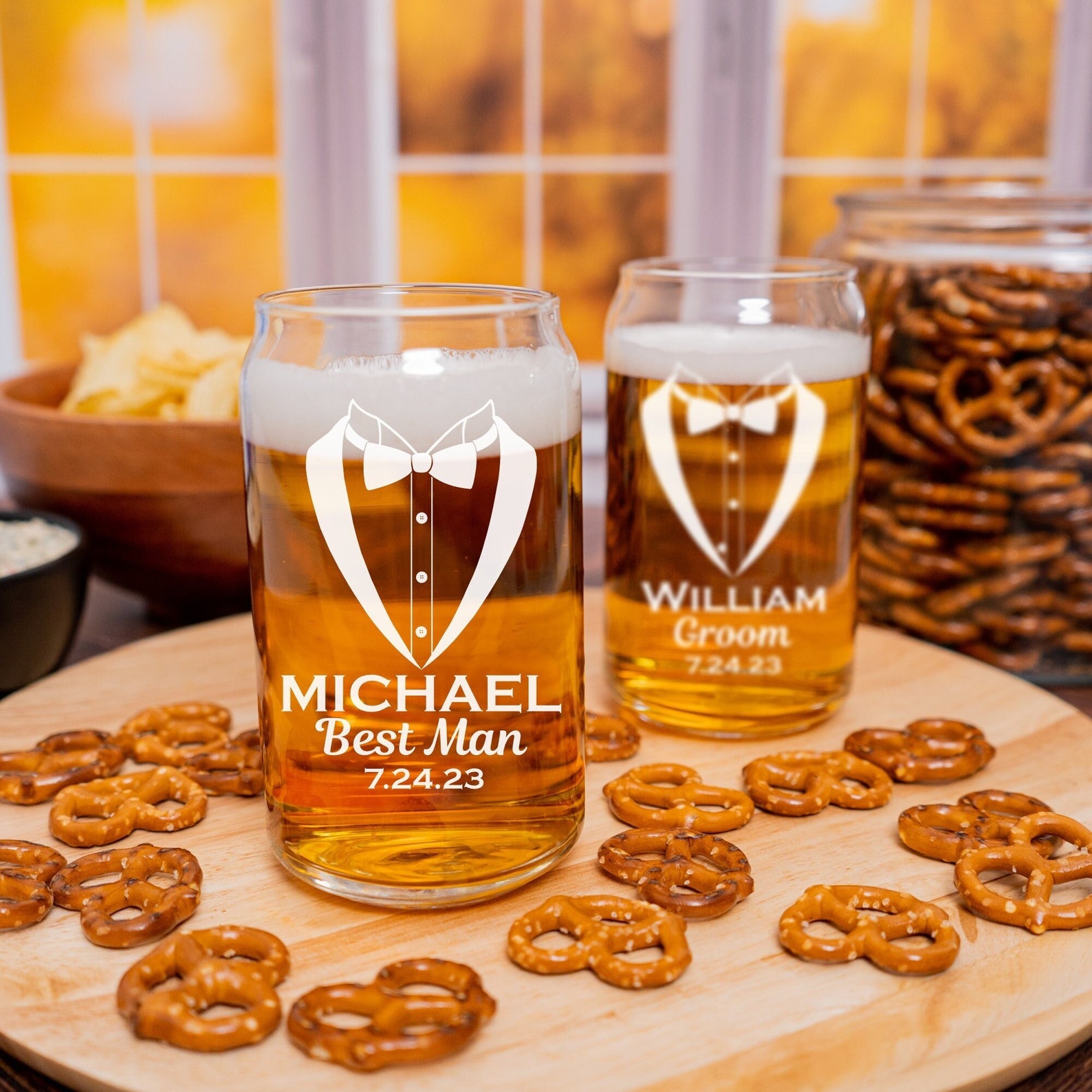 Custom Beer Glass Set of 6 Engraved Beer Can Glass - Etsy