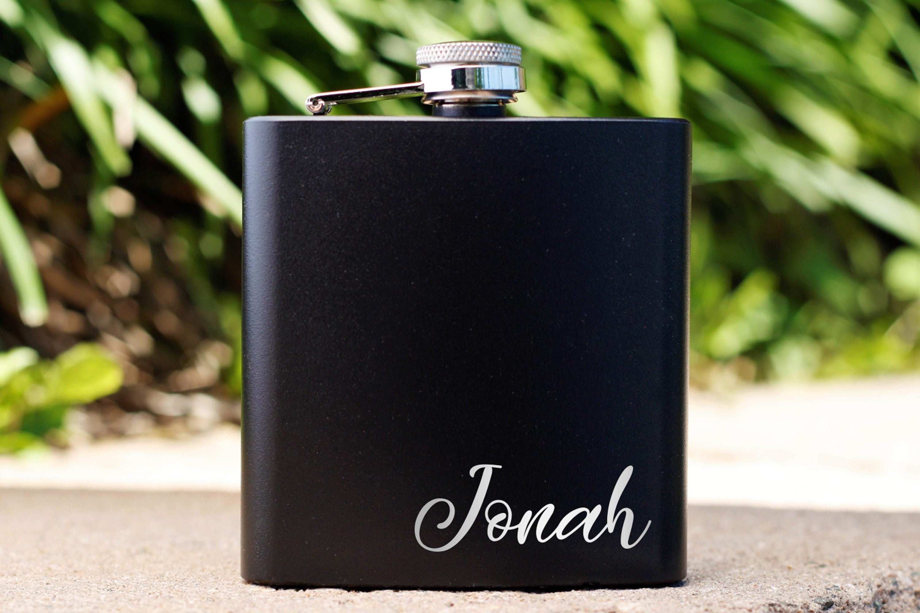 Black Flask Groomsmen Gift Personalized Flask Custom | Etsy