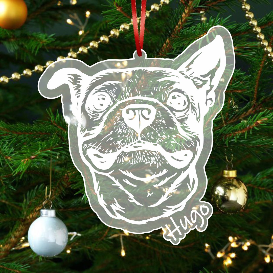 Boston Terrier Ornament, Boston Terrier Christmas Tree Ornament, Custom ...