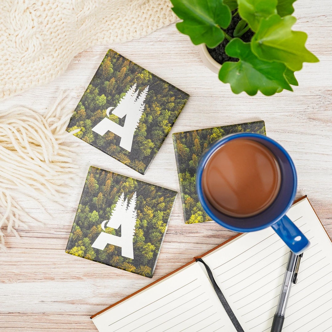 Outdoorsman Monogram Coasters, Custom Drink Coasters, Personalized ...