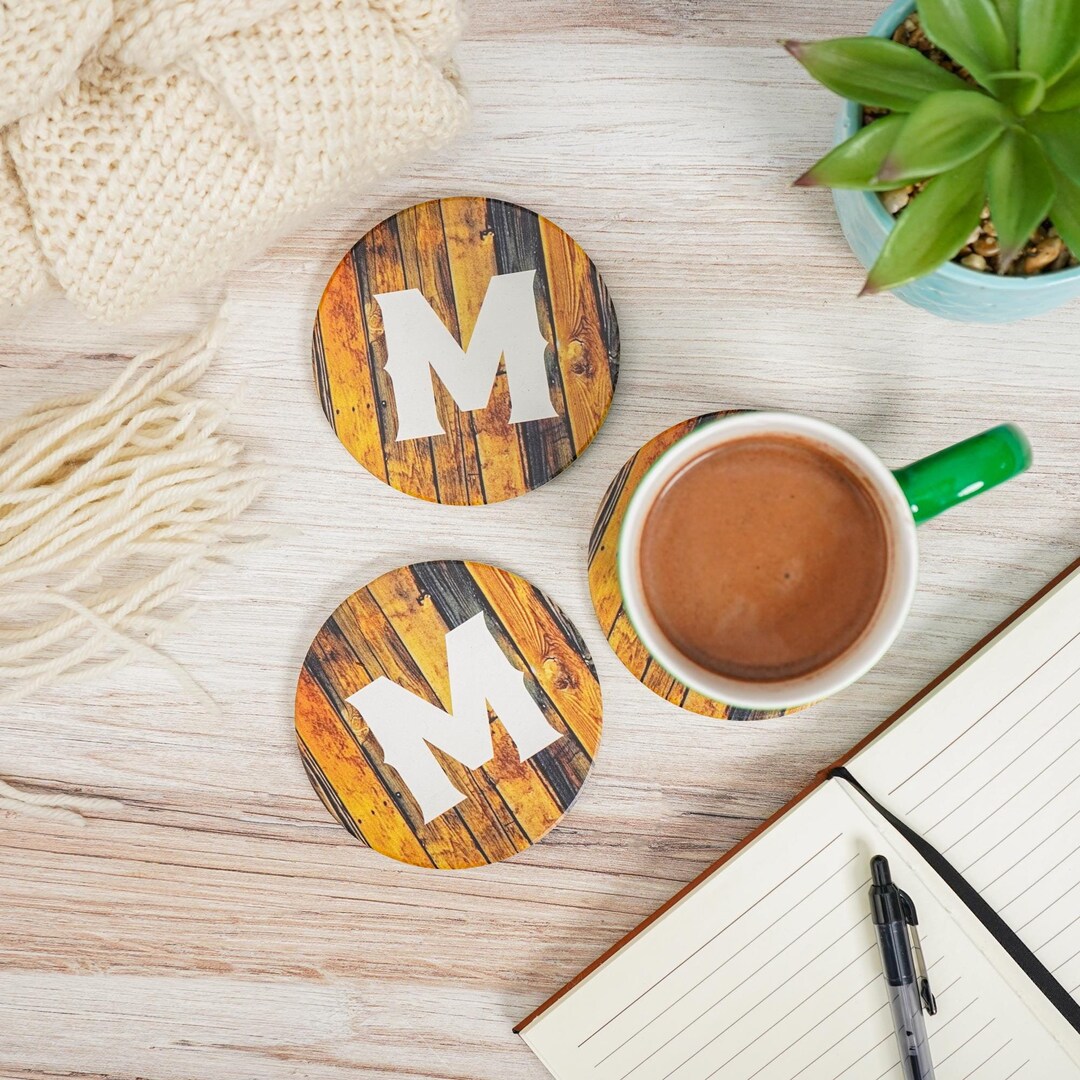 Rustic Monogram Coasters, Custom Drink Coasters, Set of Western ...