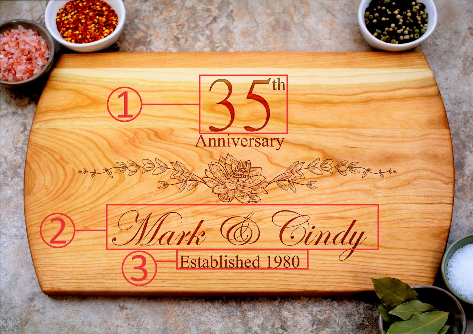 35th Anniversary Cutting Board, Anniversary Gift for Parents ...