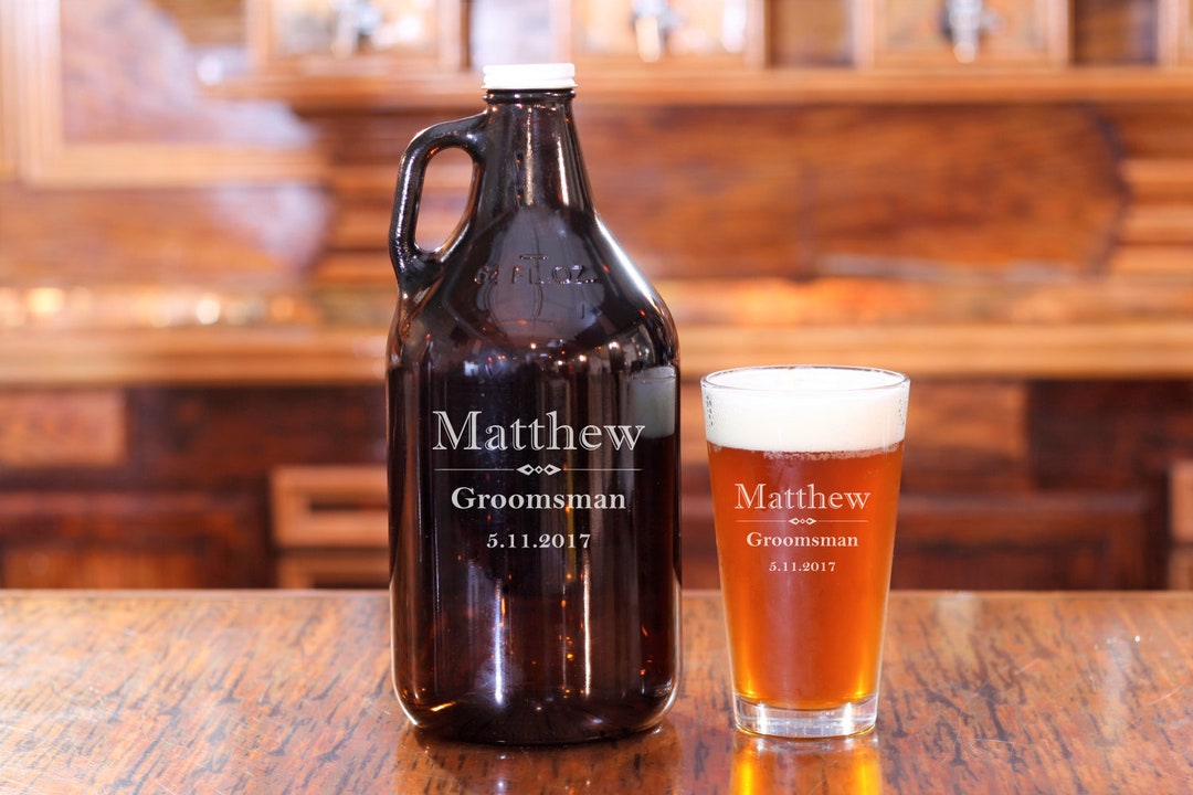 Amber Beer Growler, Monogrammed Beer Growler, 64 Oz Growler, Gifts for ...