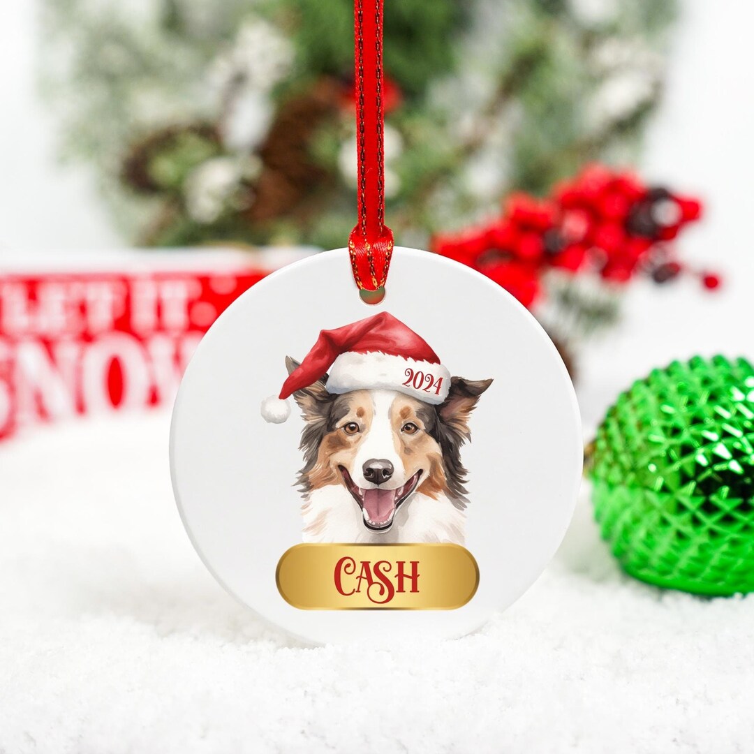 Border Collie Custom Ornament, Personalized Ceramic Dog Ornament, Gift ...