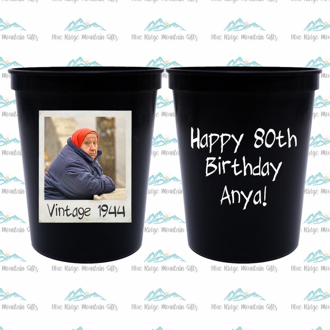 80th Birthday Party Cups, Personalized Birthday Stadium Cup, Plastic ...