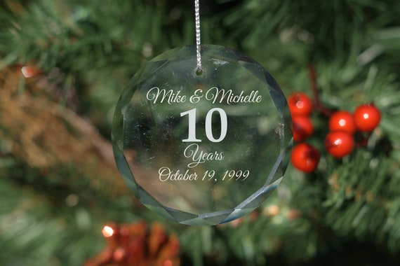 10th Anniversary Personalized Crystal Holiday Ornament | Etsy