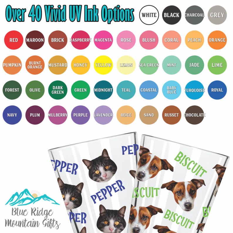 Custom Printed Pint Glass With Your Cat or Dog's Photo and Name ...