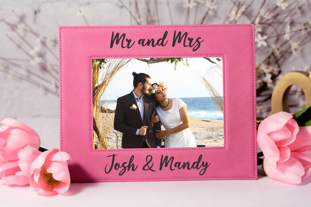 Just Married Picture Frame, Custom Photo Frame, Personalized Engraving ...