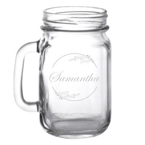 Personalized Mason Jar Mug Set of 8, Custom Mason Jar Glass, Mason Jar Glass Mugs, Rustic ...