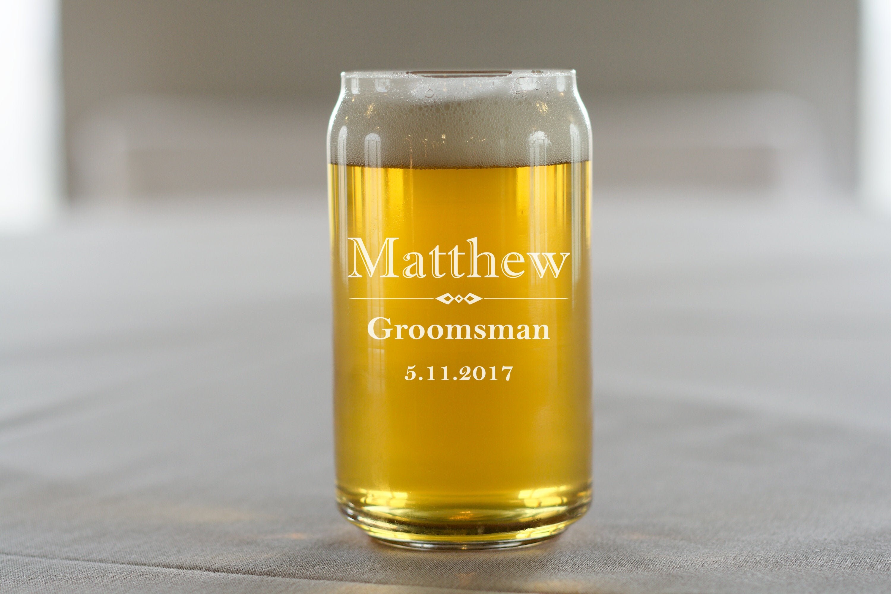 Custom Beer Glass Set of 6, Engraved Beer Can Glass, Personalized Beer ...