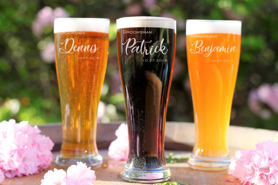 Personalized Beer Glasses Set of 6, Beer Glass, Groomsmen Gifts, Groom ...