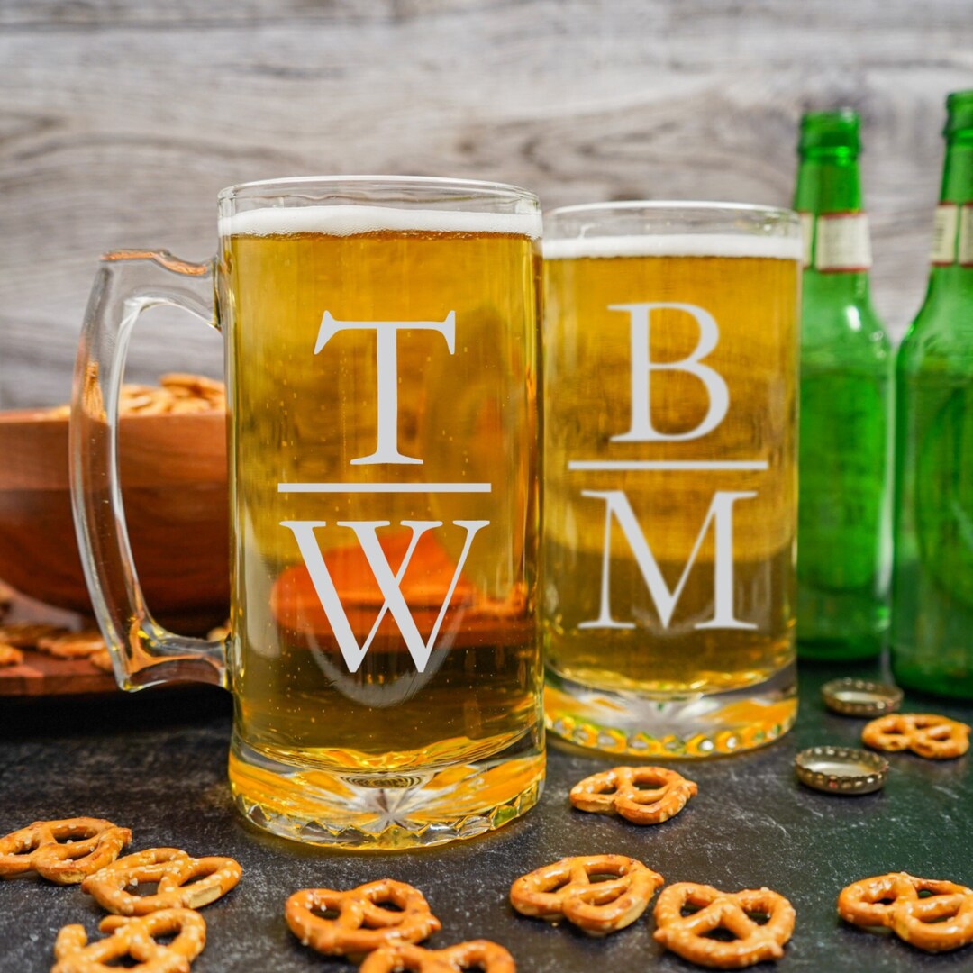 Custom 25oz Mug, Set of 6, Custom Beer Mug, Monogrammed Gift, Home Bar ...