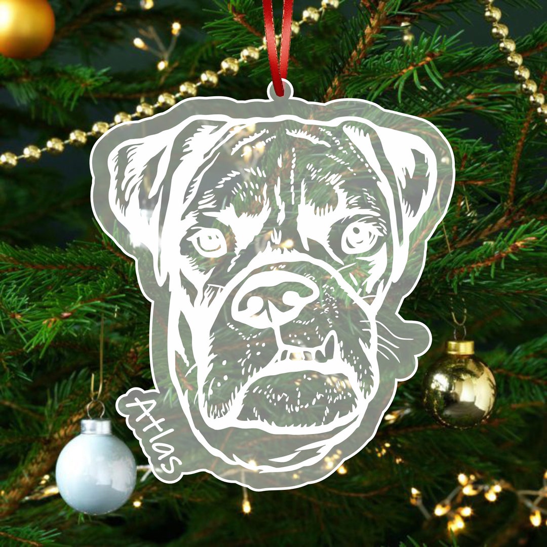 Boxer Ornament, Boxer Christmas Tree Ornament, Custom Pet Ornament, Dog ...