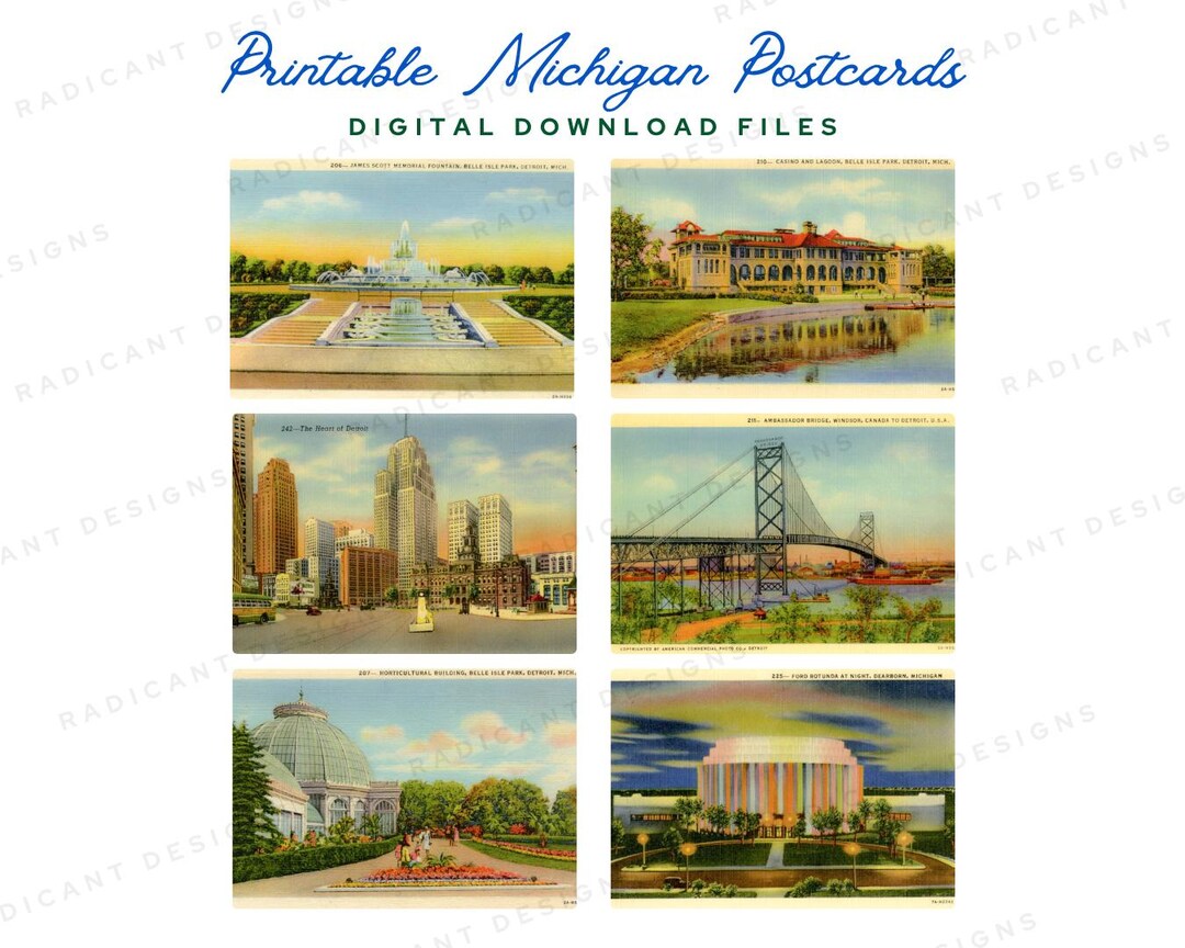 Vintage Michigan Postcards Digital Download – Antique Postcard ...