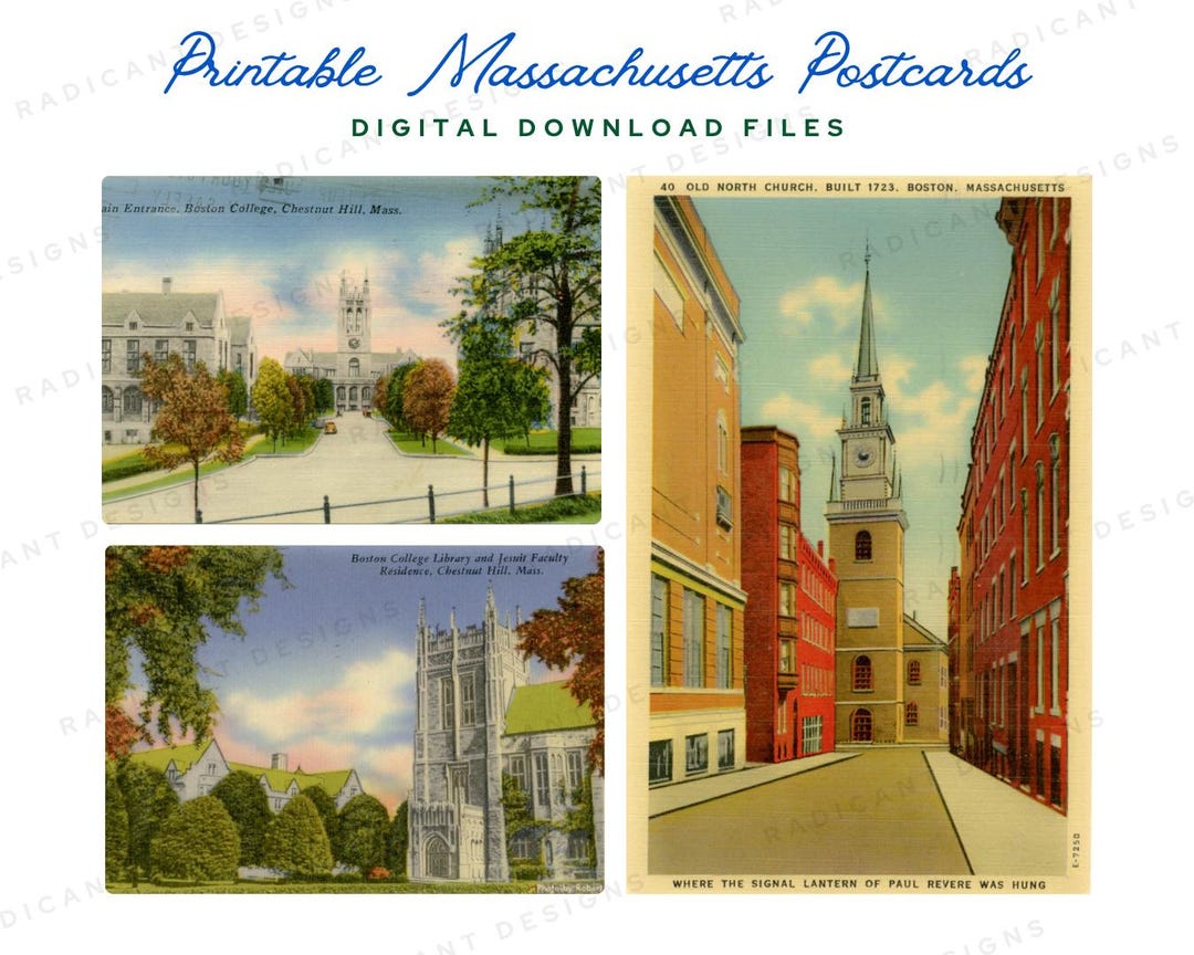 Vintage Massachusetts Postcards Digital Download – Antique Postcard ...
