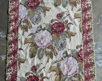 Huge Vintage Wool Needlepoint Rug Tapestry Roses Patchwork Handmade - Etsy