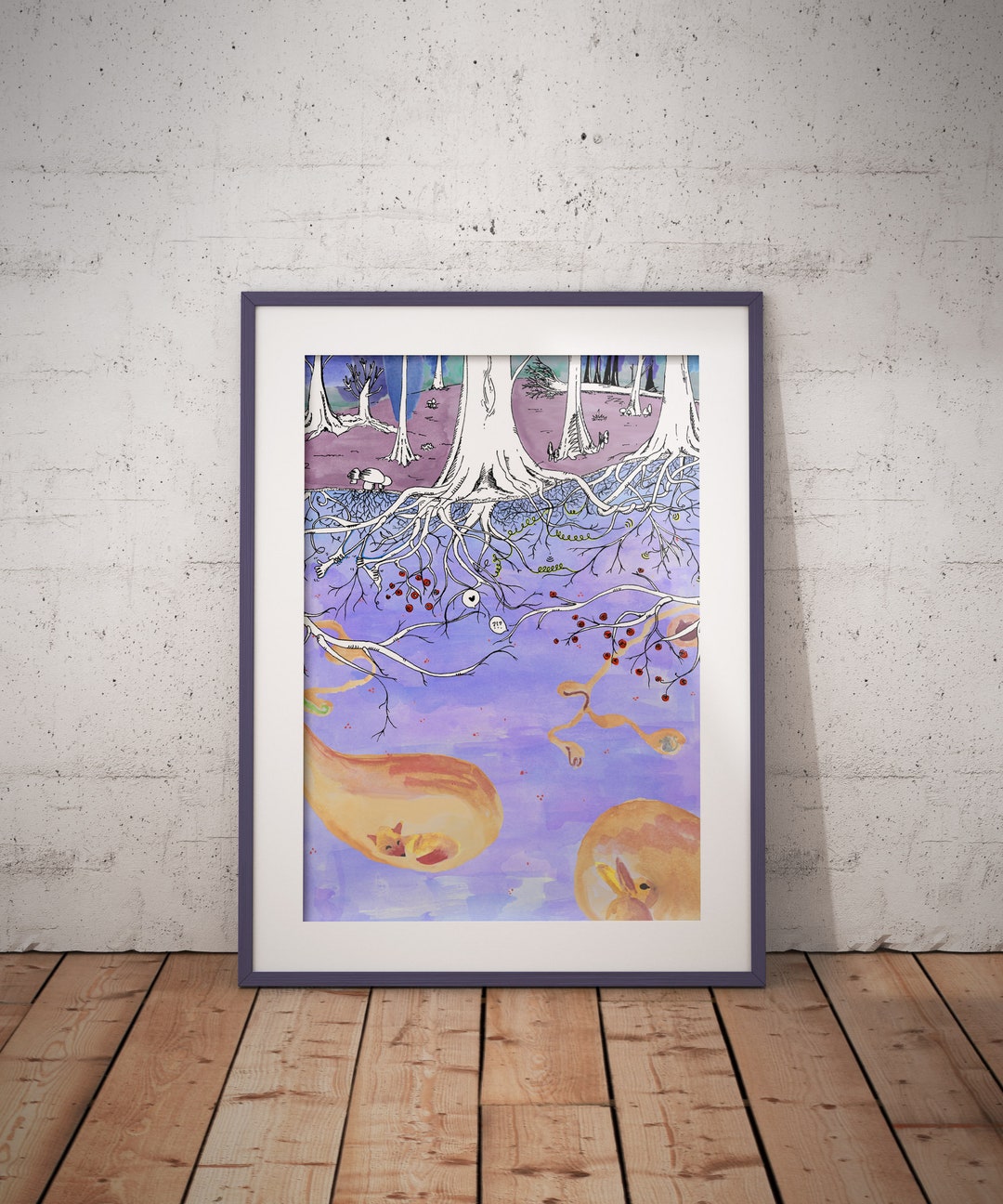 Woodlands Illustration Poster A3 Landscape Art Home - Etsy