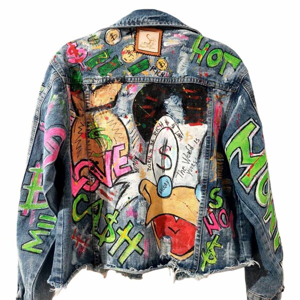 Painted Denim Jacket - Etsy