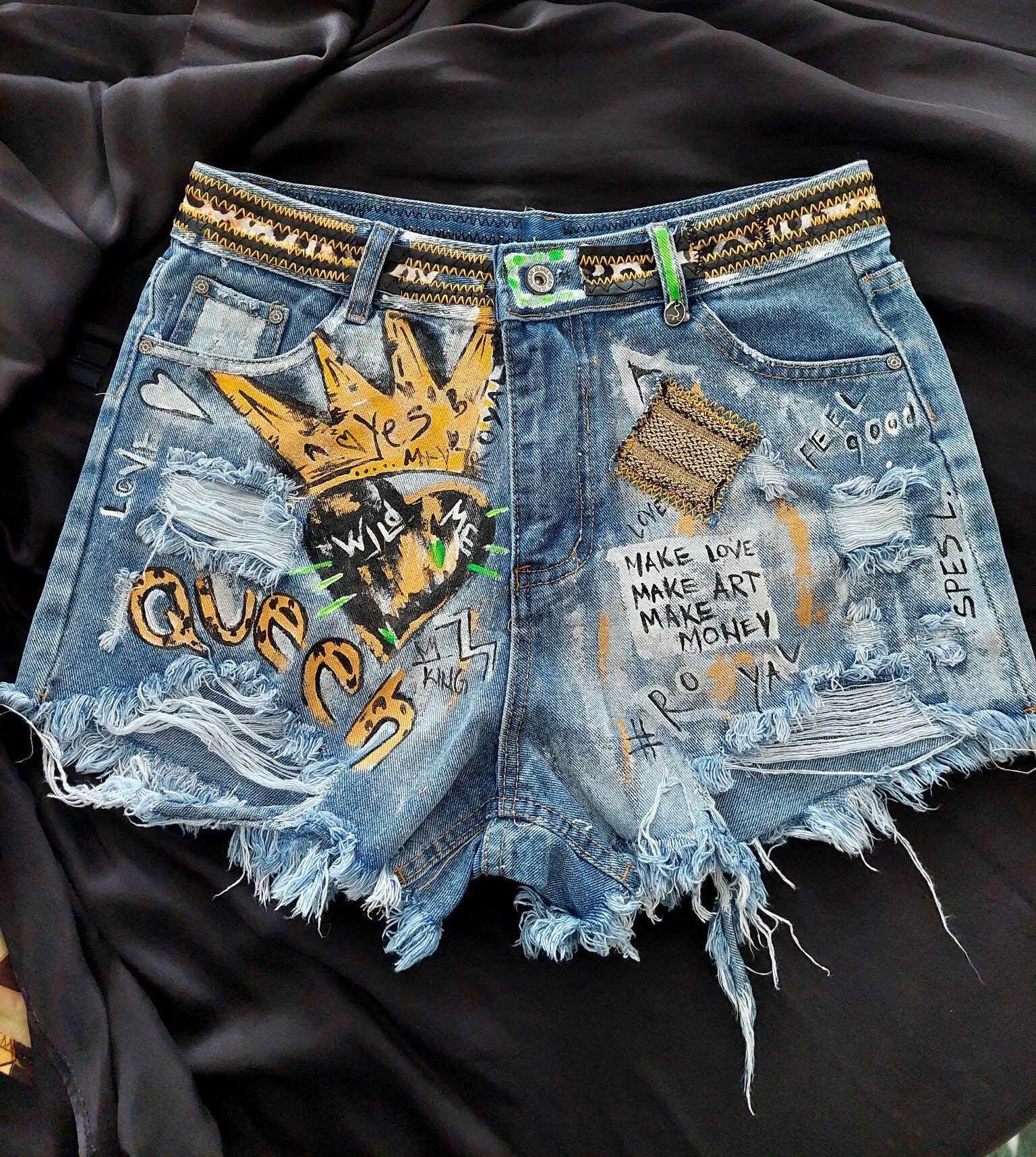 Unique Hand-painted Denim Shorts,trendy Designs for Fashion Lovers - Etsy