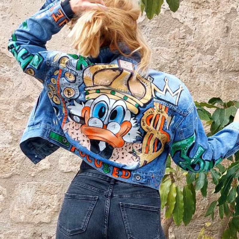 Painted Denim Jacket - Etsy