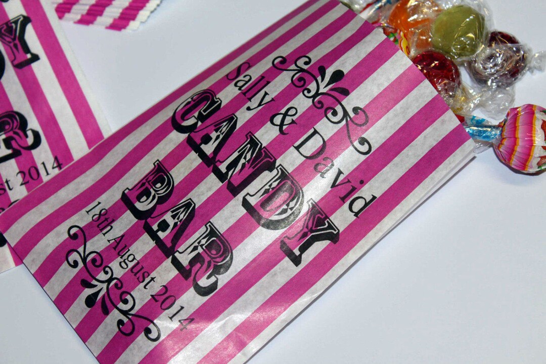 Personalized Candy Bar Bags, Striped Wedding Favor Bags - Etsy