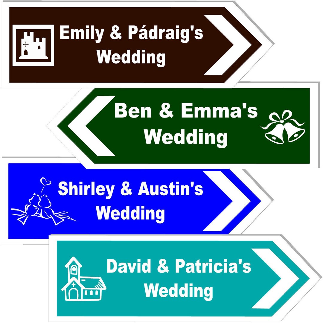 Personalised Wedding Direction Sign 17x6 Inches Choice of Style ...