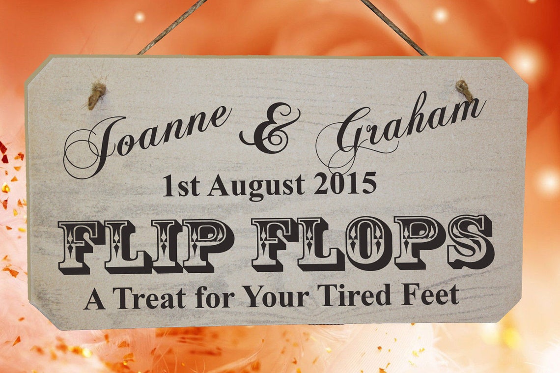 PERSONALISED Wedding FLIP FLOP Wooden Sign Shabby Chic - Etsy