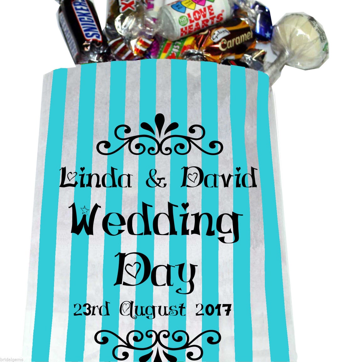 Personalised Wedding Sweet Bags Choice of Colours Wedding Day Candy ...