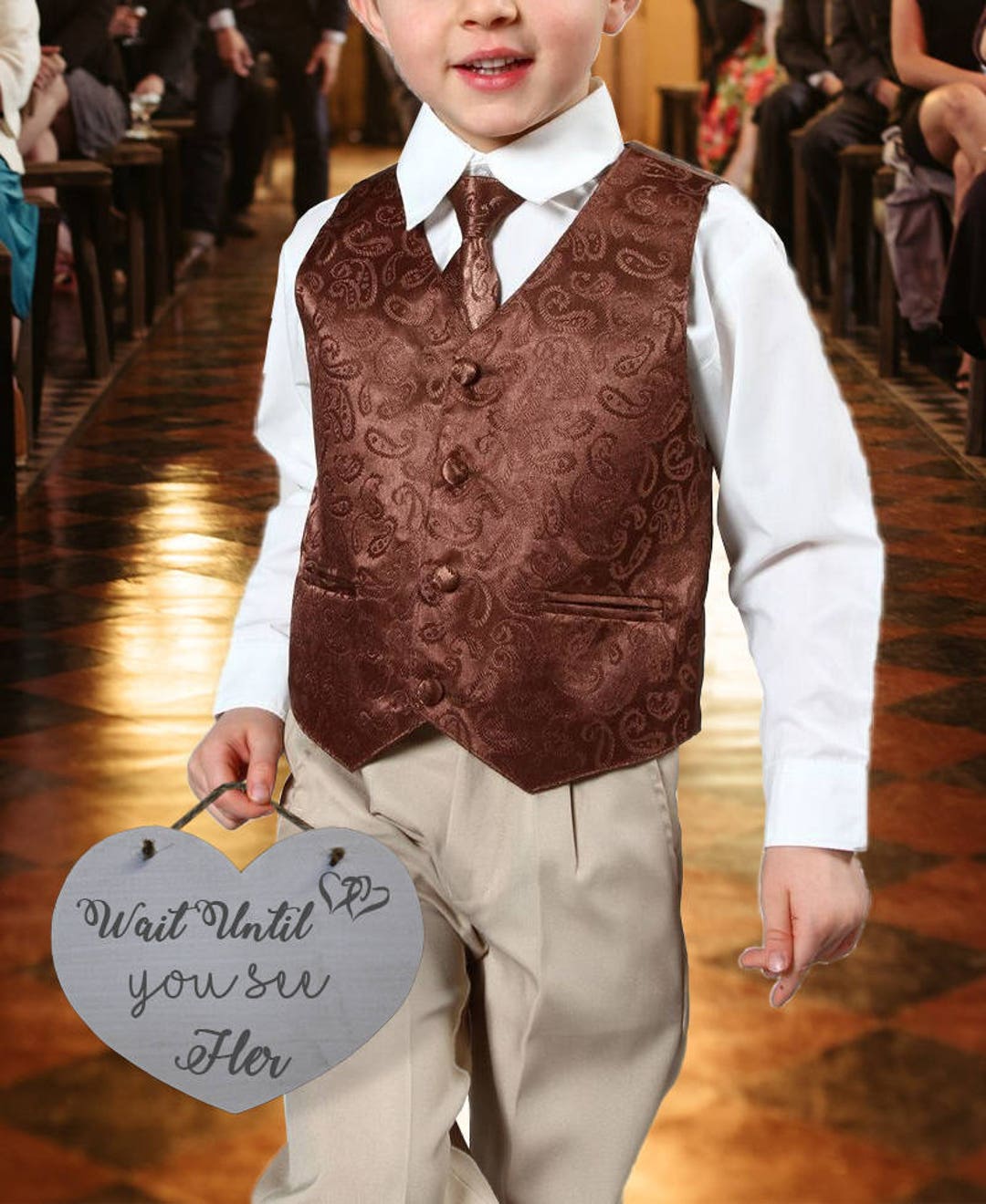 Cute Wedding Pageboy or Flower Girl Sign - Wooden Heart Shaped Sign for ...