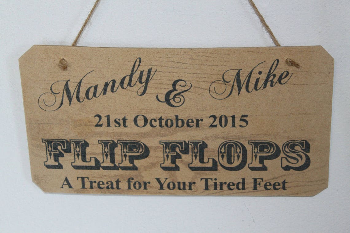 PERSONALISED Wedding FLIP FLOP Wooden Sign Shabby Chic - Etsy