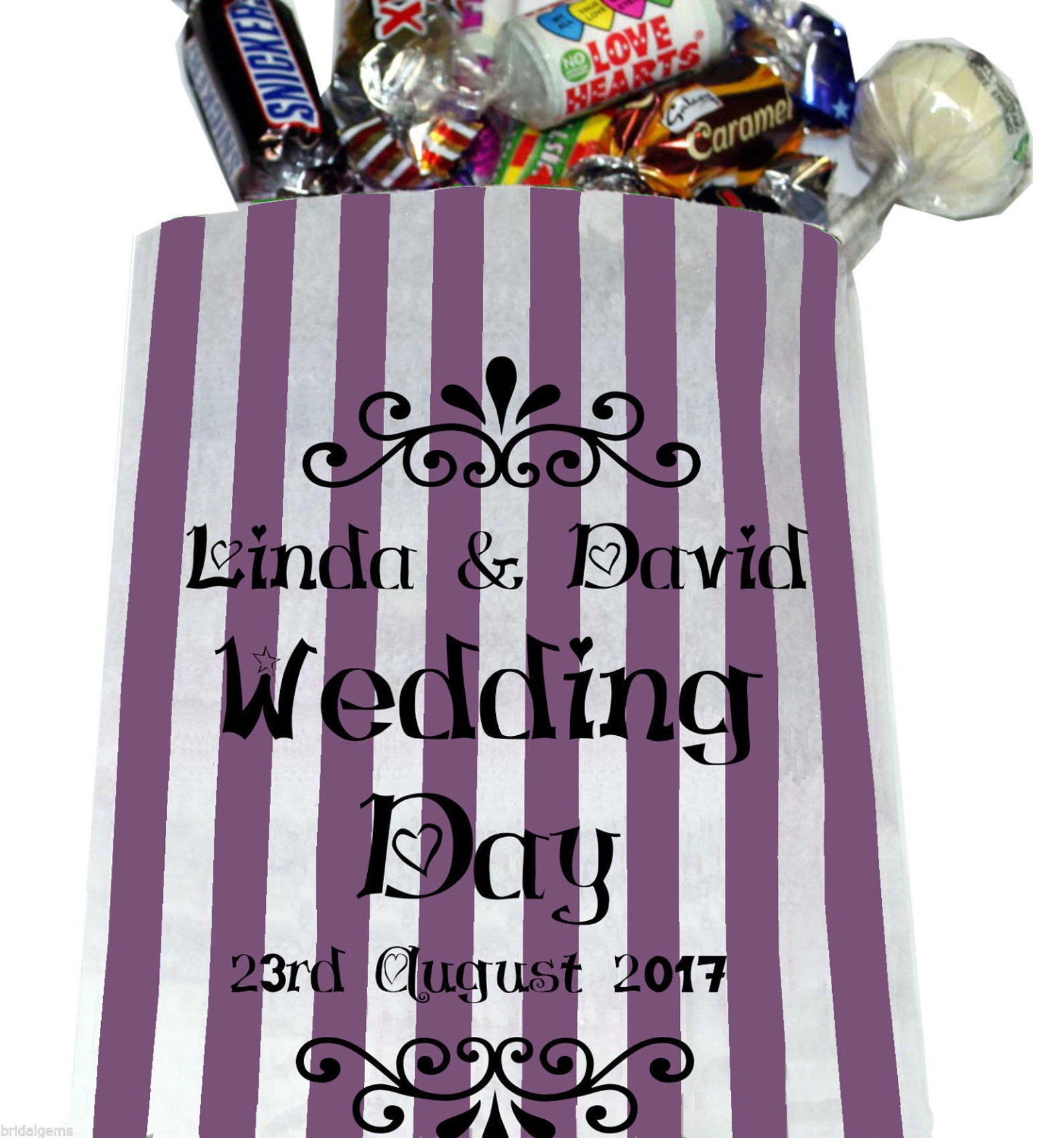 Personalised Wedding Sweet Bags Choice Of Colours Wedding Day Etsy