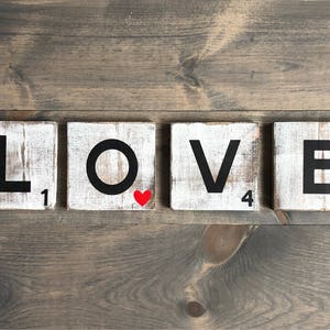 Love Sign One Heart for One Love Wood Tiles Bridal Shower - Etsy
