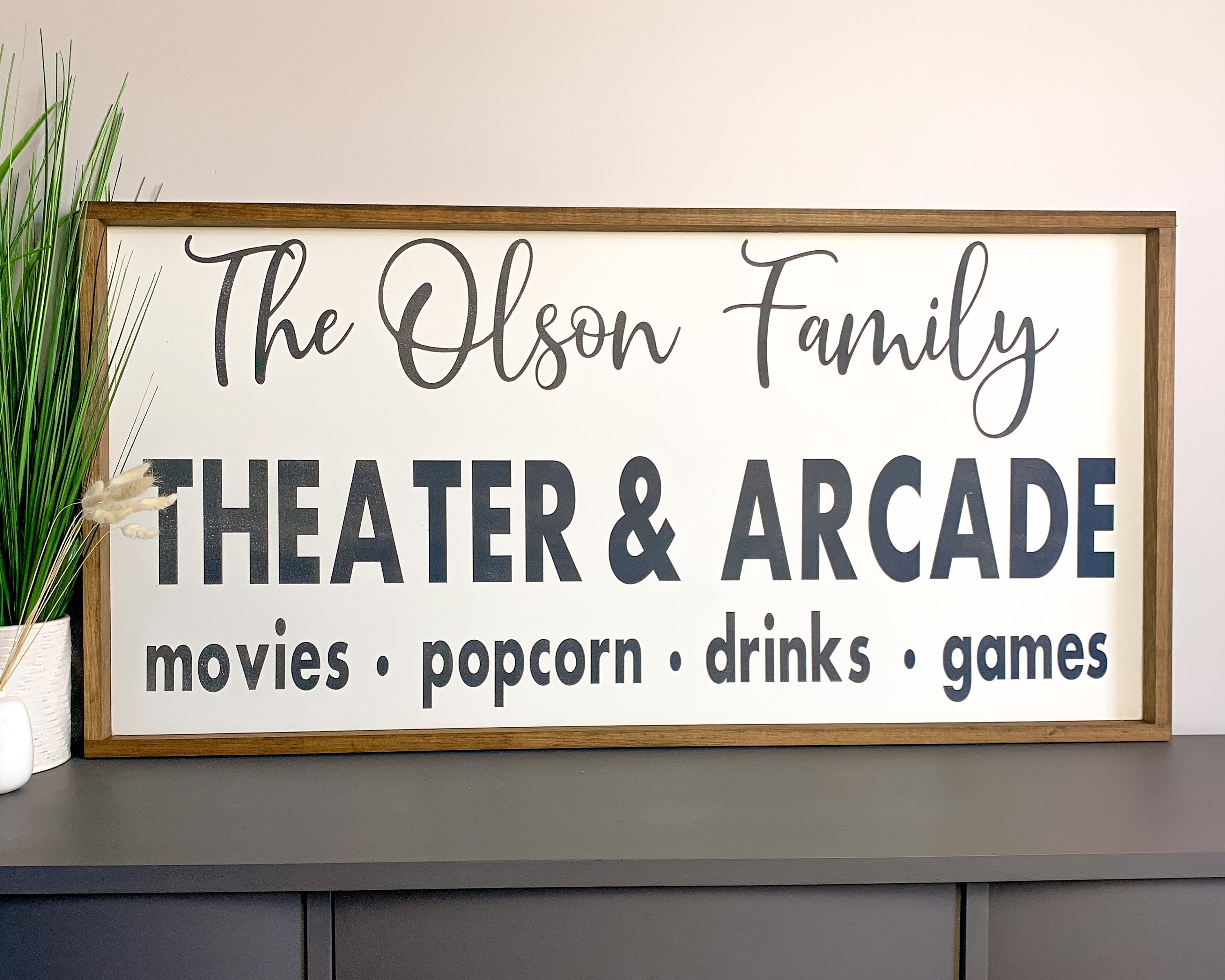 Theater and Arcade Sign Theatre Room Sign Large Wood Sign | Etsy